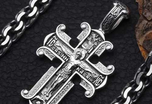 Крестик серебряный мужской православный