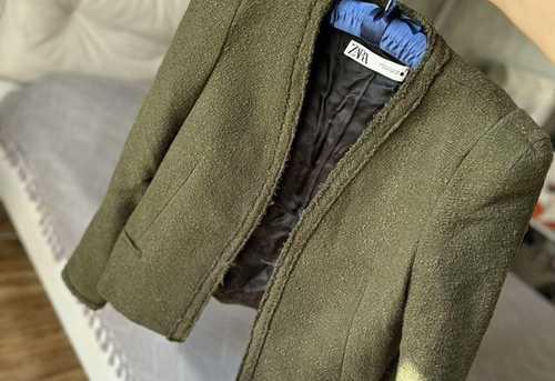 Твидовый пиджак zara 46