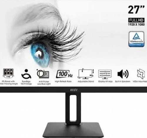 MSI PRO 27" MP271AP черный IPS 1920x1080 100hz 1ms 178/178 300cd 1000:1 8bit(6bit FRC) D-Sub hdmi1.4