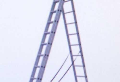 Трёхсекционная алюминиевая лестница Вихрь ла 3х14