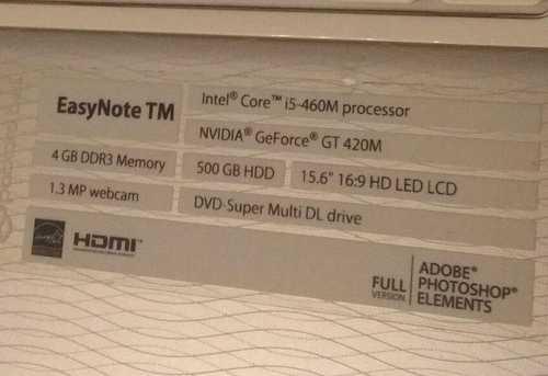 Ноутбук PB Easynote TM 98, intel i5, gtx420m
