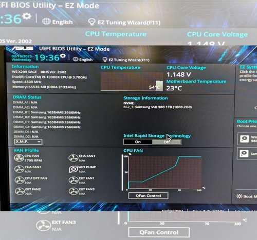 Процессор с материнской платой i9-10900x и asus ws