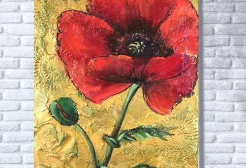 Картина маслом Букет Маков,живопись Цветы