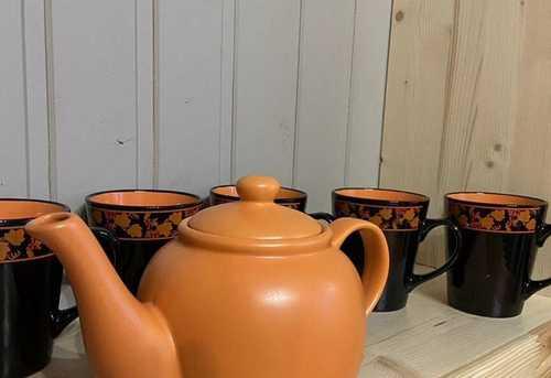 Чайник заварочный большой 1,1 л и кружки для чая