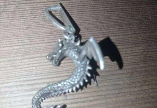 Подвеска серебро дракон