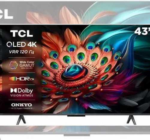 43" Телевизор TCL 43C655-CN, qled, 4K Ultra HD, че