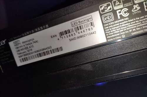Игровой монитор Acer XZ271, 1920x1080, 144 Гц, *VA