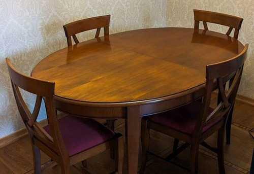 Деревянный дубовый стол и стулья 6 шт