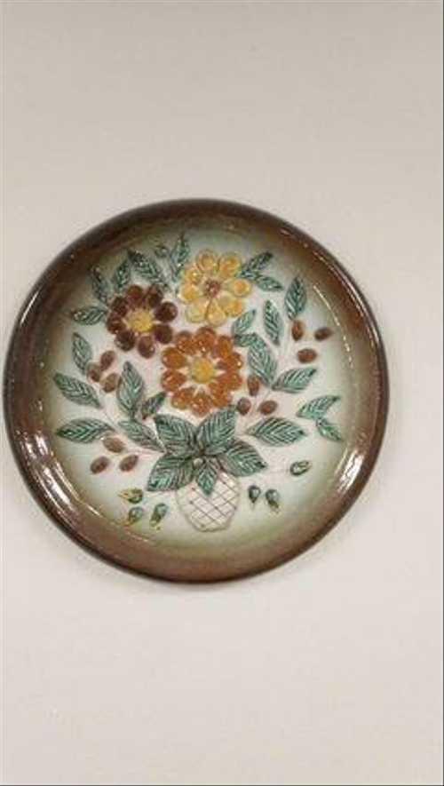 Настенная тарелка керамическое панно цветы