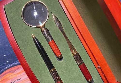 Подарочный набор лупа,ручка,нож для писем
