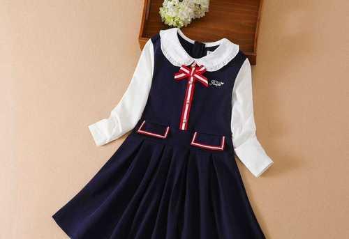 Школьное платье, темно-синее платье для девочки