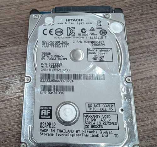 Жесткий диск 500Gb Hitachi Travelstar Z5K500