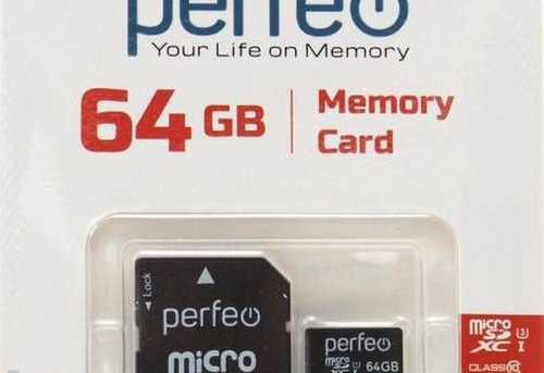 Карта памяти microSD 64GB class 10 (с адаптером) P