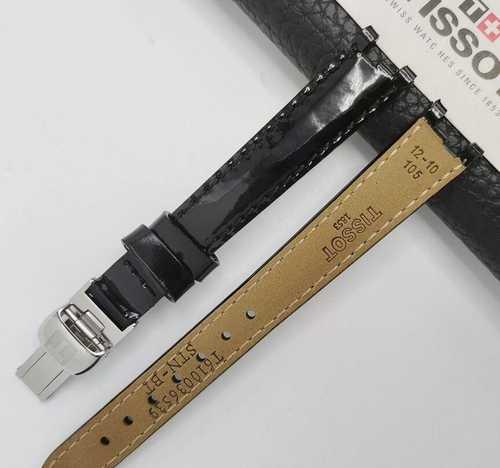 Кожаный чёрный ремешок для часов Tissot Flamingo
