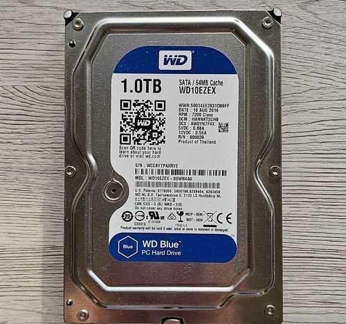 Жесткий диск 3.5" WD Blue 1тб SATA (64Mb, 7200rpm)