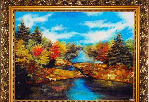 Картина из янтаря - Озеро осенью Array