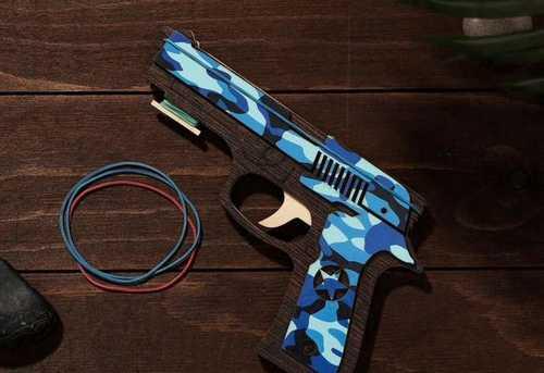 Деревянное оружие «Резинкострел, синий камуфляж»