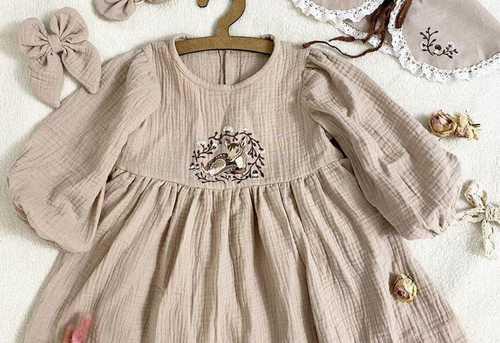 Платье из муслина с ручной росписью