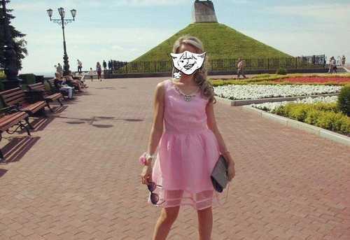 Платье короткое розовое