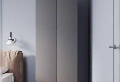 Шкаф серый двухдверный графит ikea-стиль