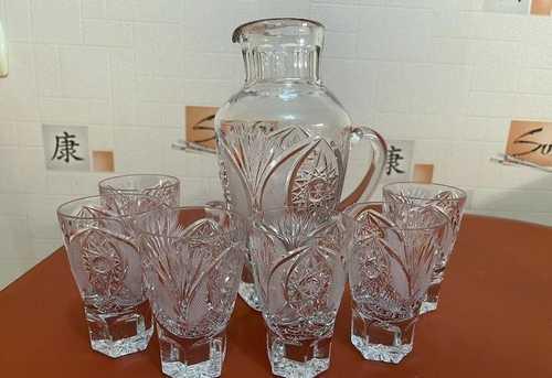 Хрустальный графин со стаканами СССР