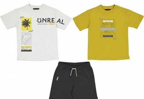 Mayoral комплект: 2 футболки + шорты (белый, желты