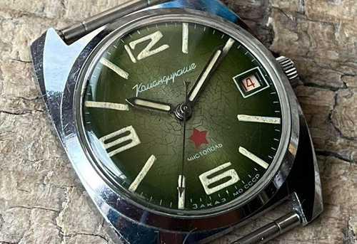 Редкие часы Командирские 2234 зелёный, ссср, 1970е