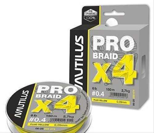 Шнур Nautilus Pro Braid X4 Fluo Yellow d-0.14 6.8к
