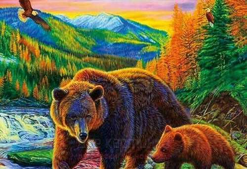 Алмазная мозаика 30x40 Медведь с медвежонком и оре