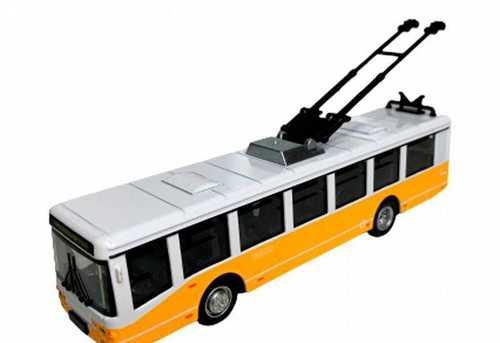 Модель троллейбуса 1:50, желтый, свет+звук, инерц