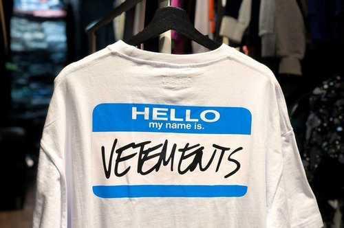 Футболка Hello My Name Vetements Is White