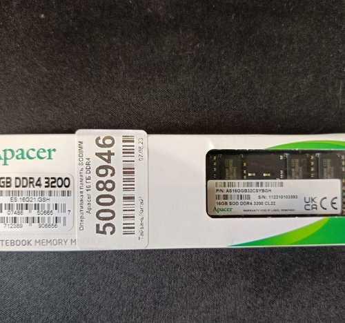 Apacer 16gb ddr4 3200 sodimm на гарантии