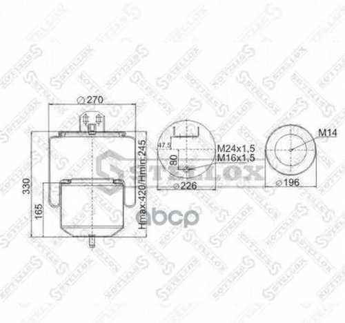 Пневмоподушка со стаканом volvo hcv Stellox 271