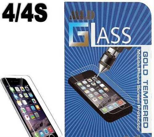 Защитное стекло на экран MLD Glass для iPhone 4/4S