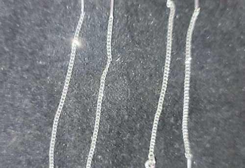 Серебряные серьги протяжки крестик на цепочке