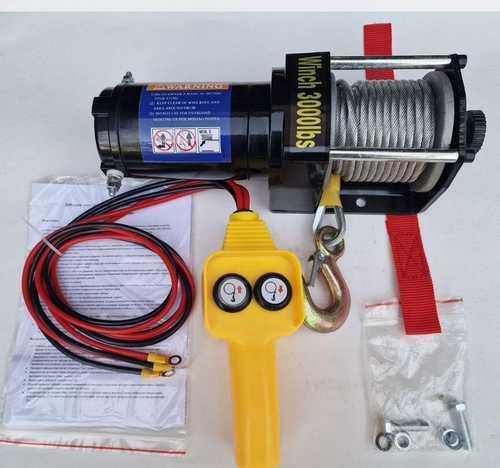 Электролебедка 12V, 3000lbs, 1300 кг
