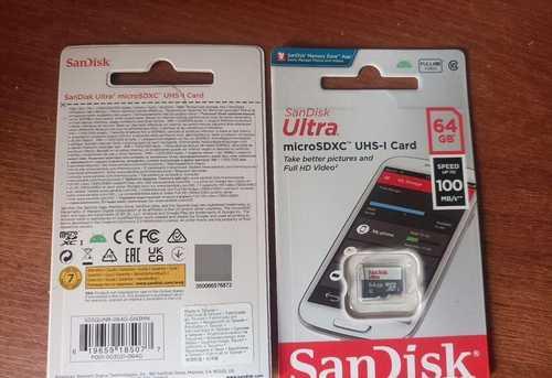 Карта памяти MicroSD 64gb SanDisk