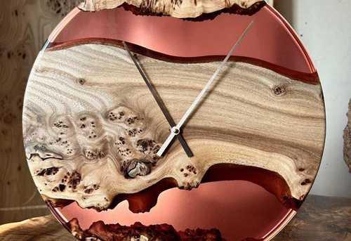 Часы из слэба эпоксидной смолы, часы из дерева