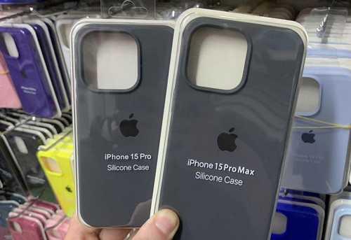 Чехол на iPhone 15/Pro/Max/Plus Silicone графит