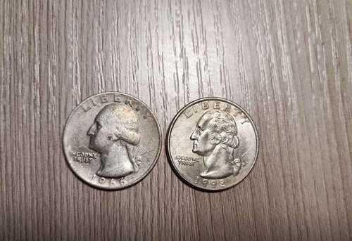 Монеты liberty quarter dollar 1966 и 1998 г.в