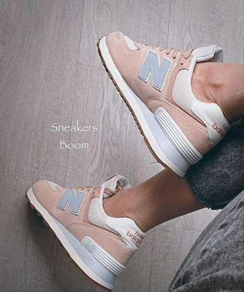 Кроссовки замшевые пудра new balance 574