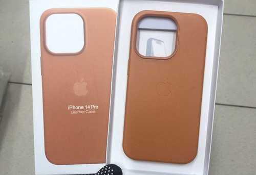 Чехол на iPhone 14 Pro Leather Case охра
