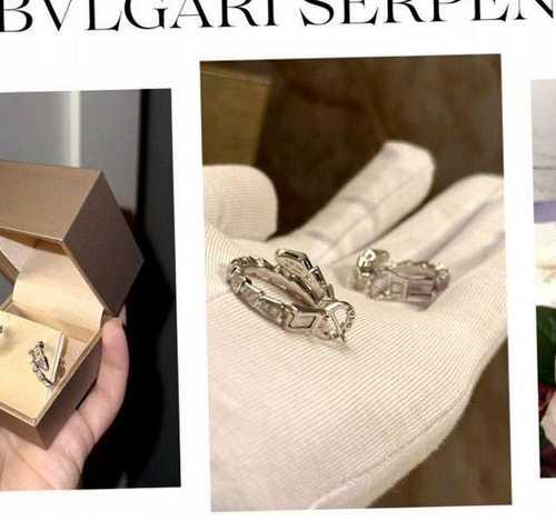 Серьги Bvlgari Serpenti с белым золотом и бриллиантами