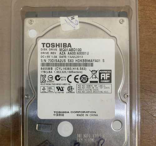 Жесткий диск 1TB, 2.5" от toshiba