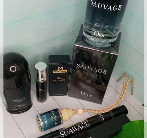 Мужской парфюм Sauvage Dior в наборе 5 в 1