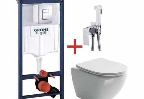 Инсталляция Grohe с унитазом и гигиеническим душем