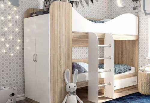 Детская кровать Карлсон люкс 2х ярусная со шкафами