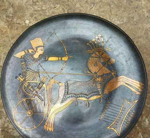 Панно медное, настенная тарелка Колесница Фараона