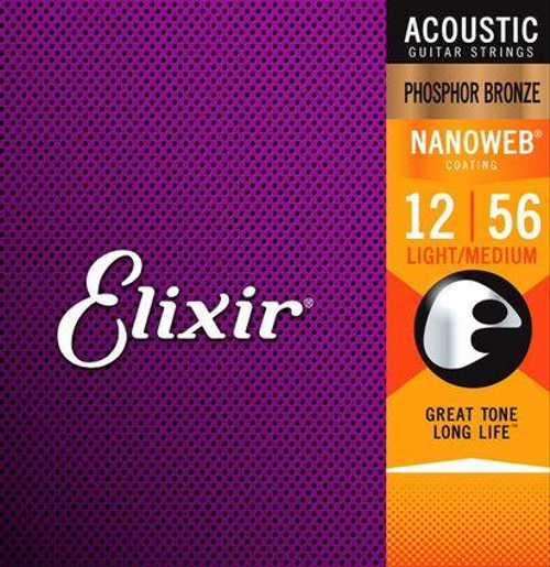 Струны для гитары Elixir 16077 NanoWeb Light-Mediu