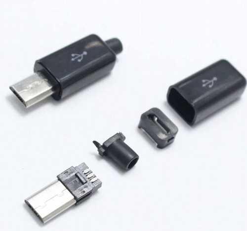 Штекер USB (micro) на кабель пластик разборный